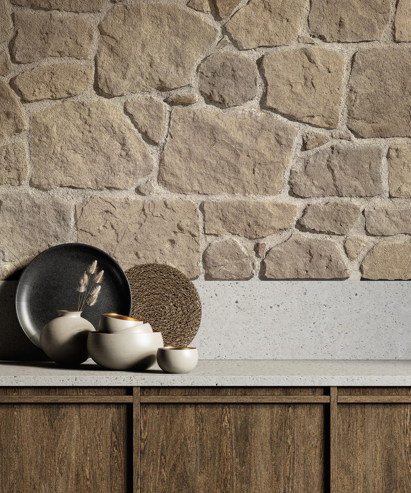 LUNA Crema Stone Cladding – Textured Cream Stone cladding Panels / Tiles | UK