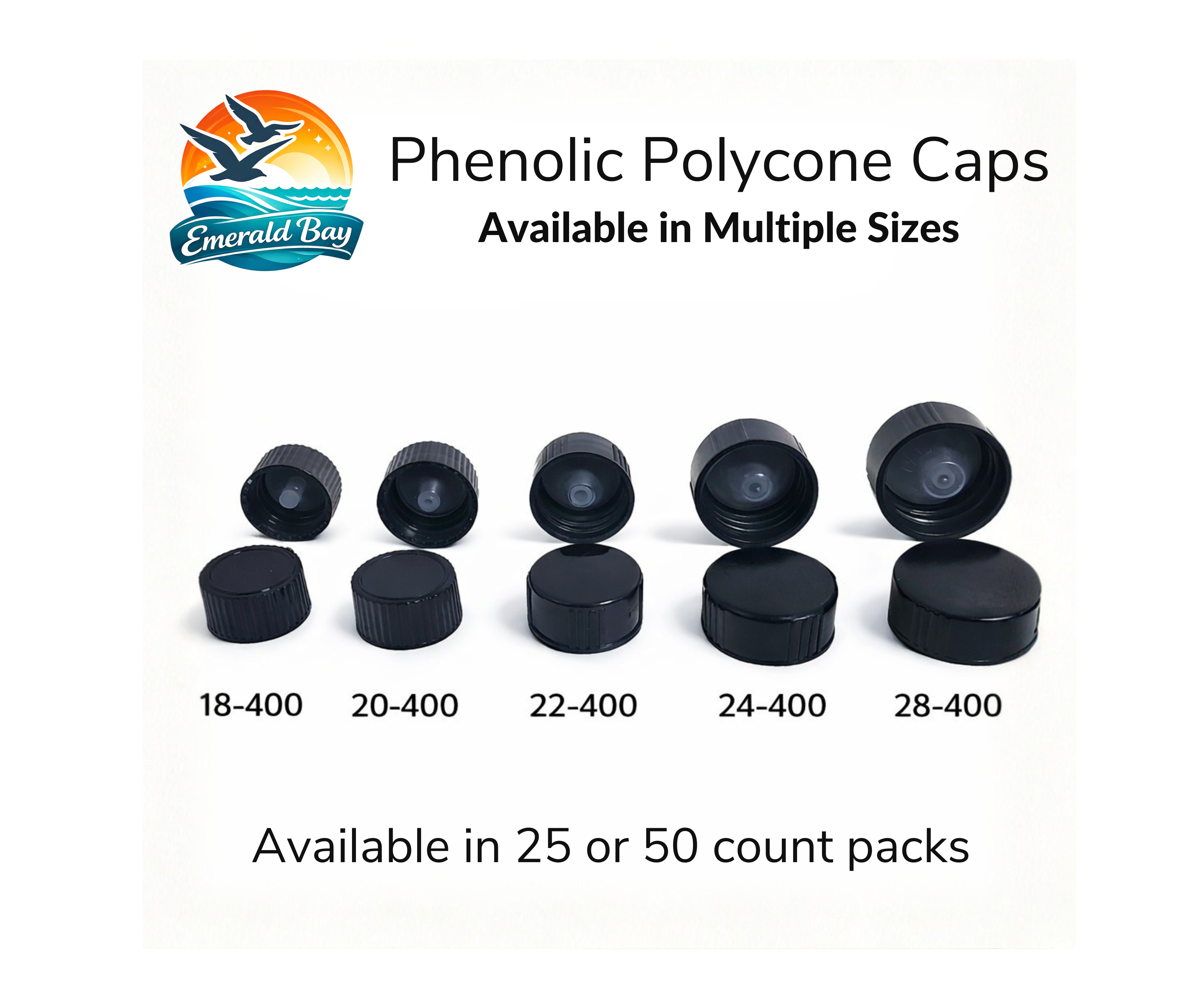 Polycone Phenolic Lined Caps (25 or 50 Count) - You Choose Size - 5 Sizes