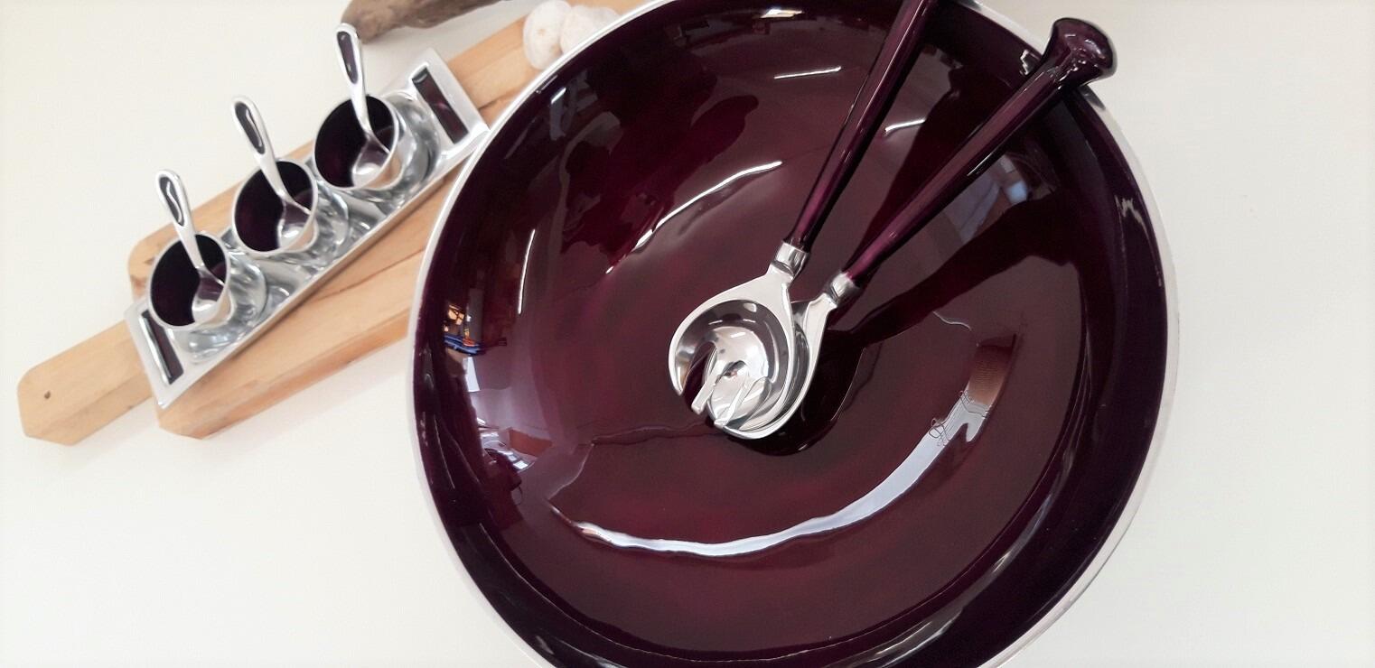 Purple Large Round Bowl - Large Round Family Salad Bowl / Fruit Bowl