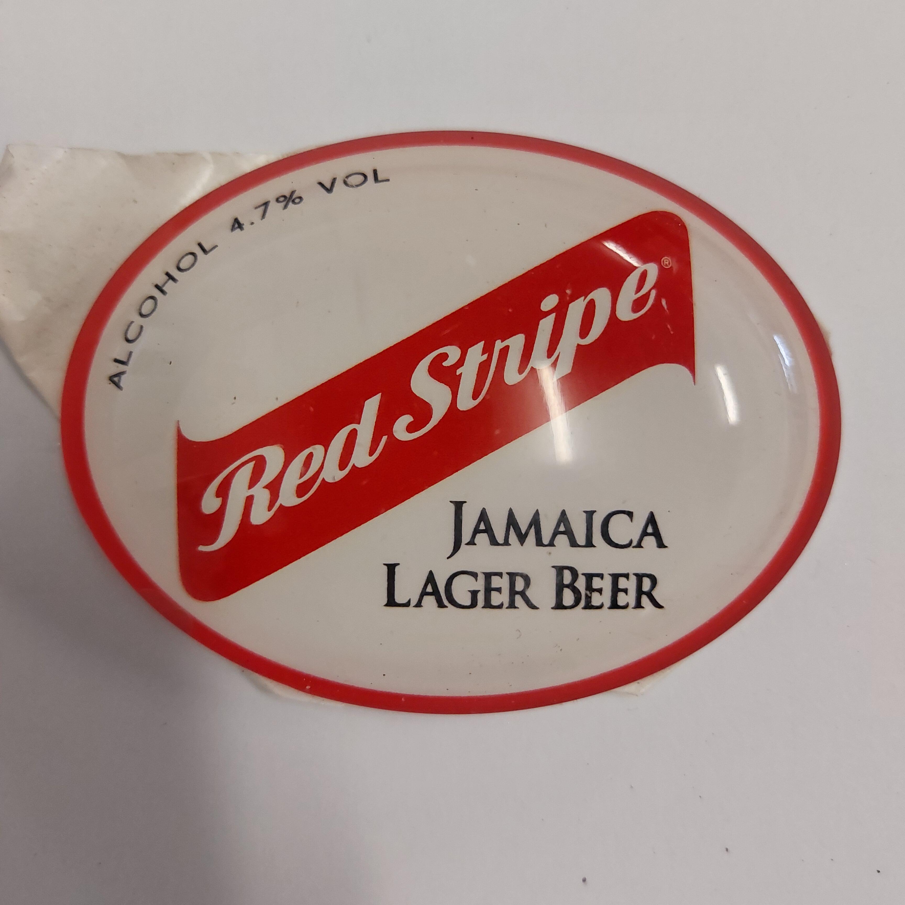 Oval Acrylic Fish Eye Red Stripe Jamaica Lager Beer Pump/T-Bar Badge