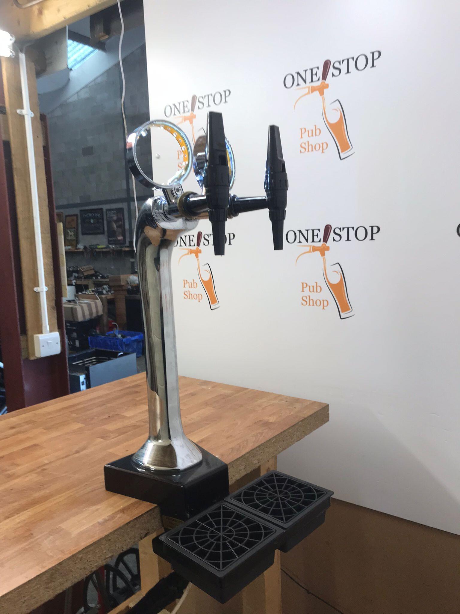 ANY BRAND Twin Chrome 2 tap beer pump / countermount dispense font