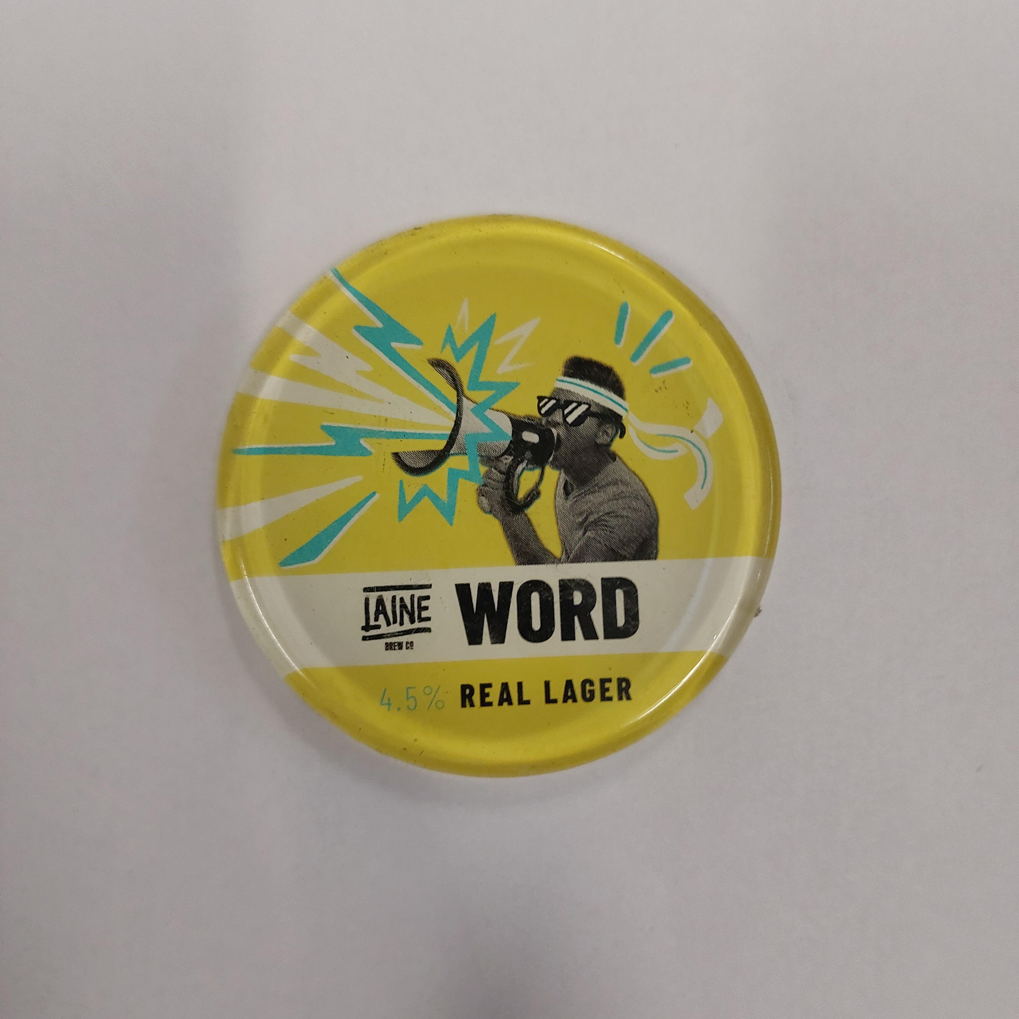 Round Acrylic Flat Laine Word Real Lager Beer Pump/T-Bar Badge