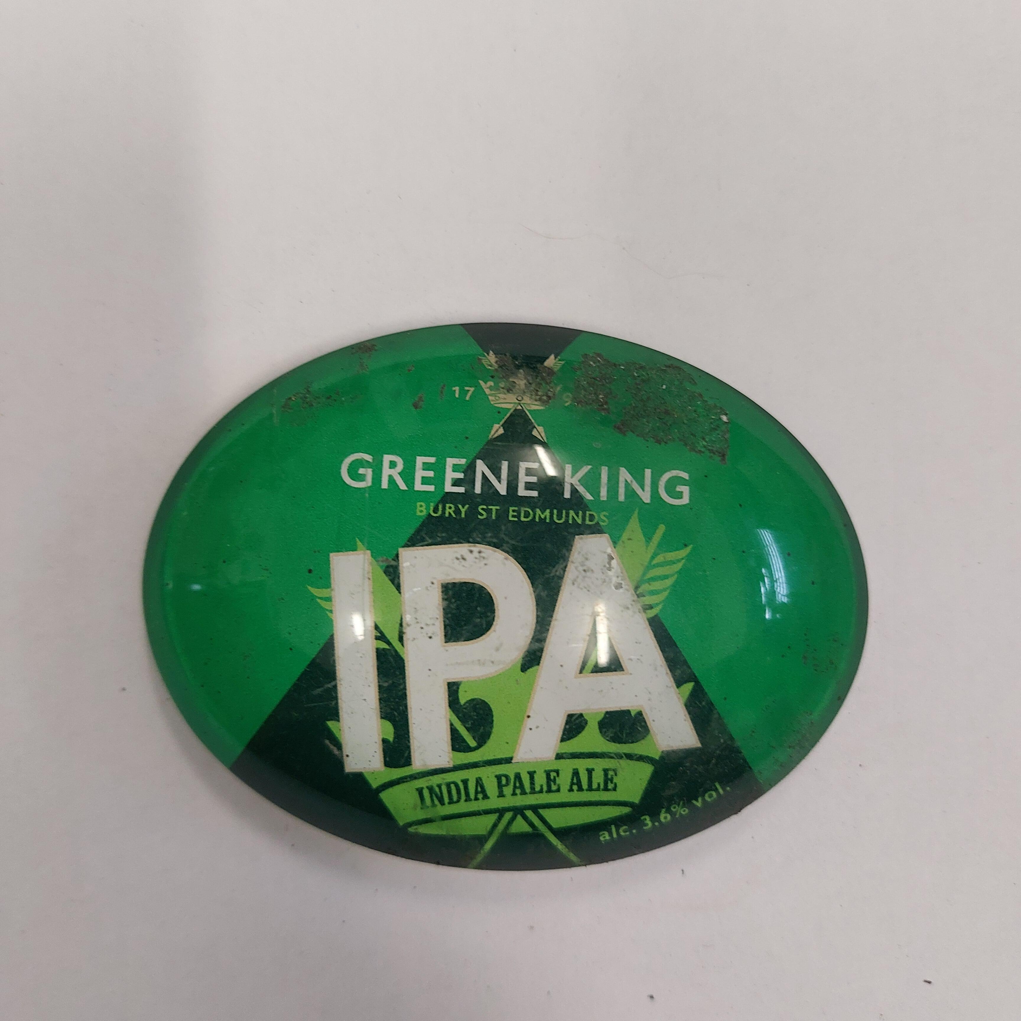 Oval Acrylic Fish Eye Greene King IPA Beer Pump/T-Bar Badge
