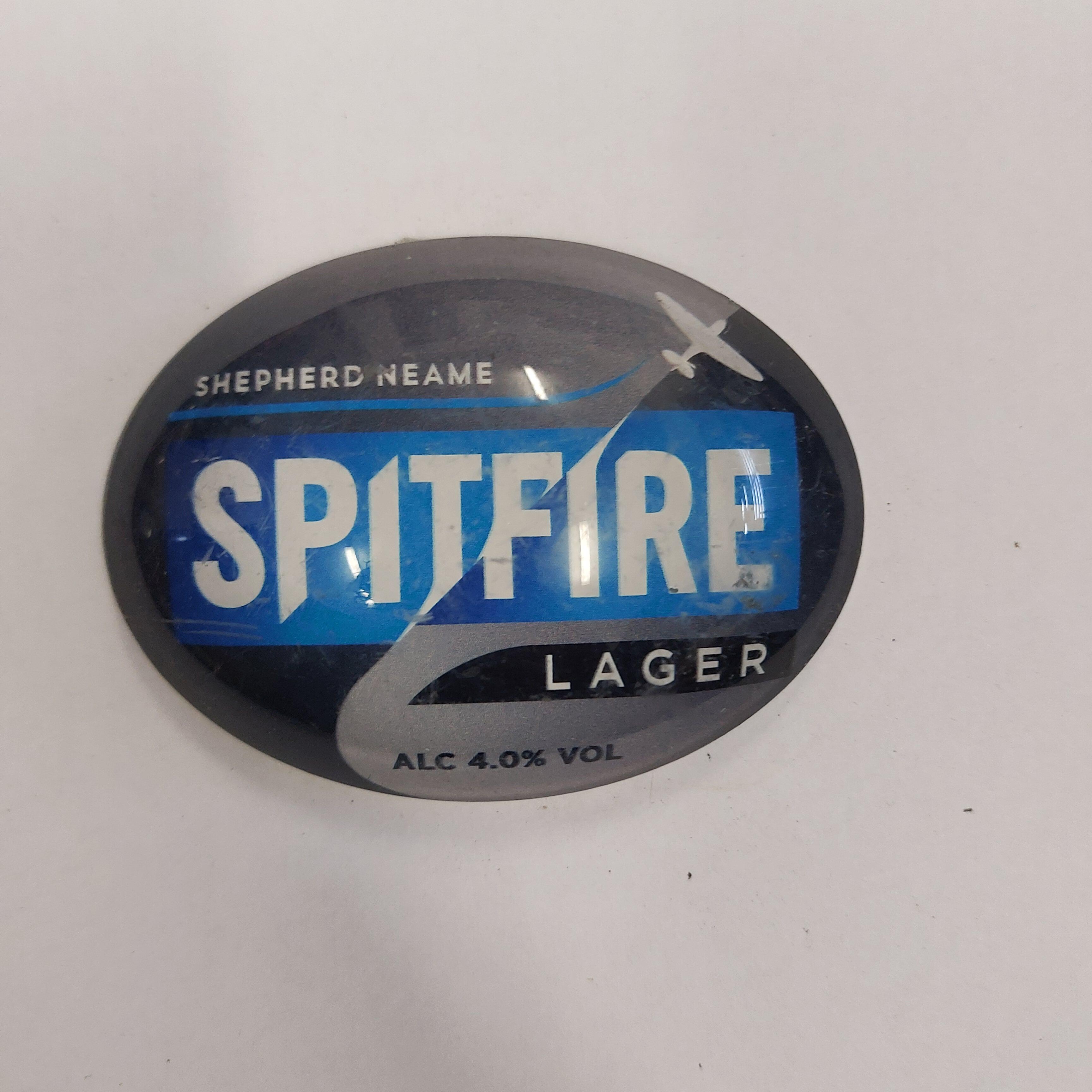 Oval Acrylic Fish Eye Spitfire Lager Beer Pump/T-Bar Badge