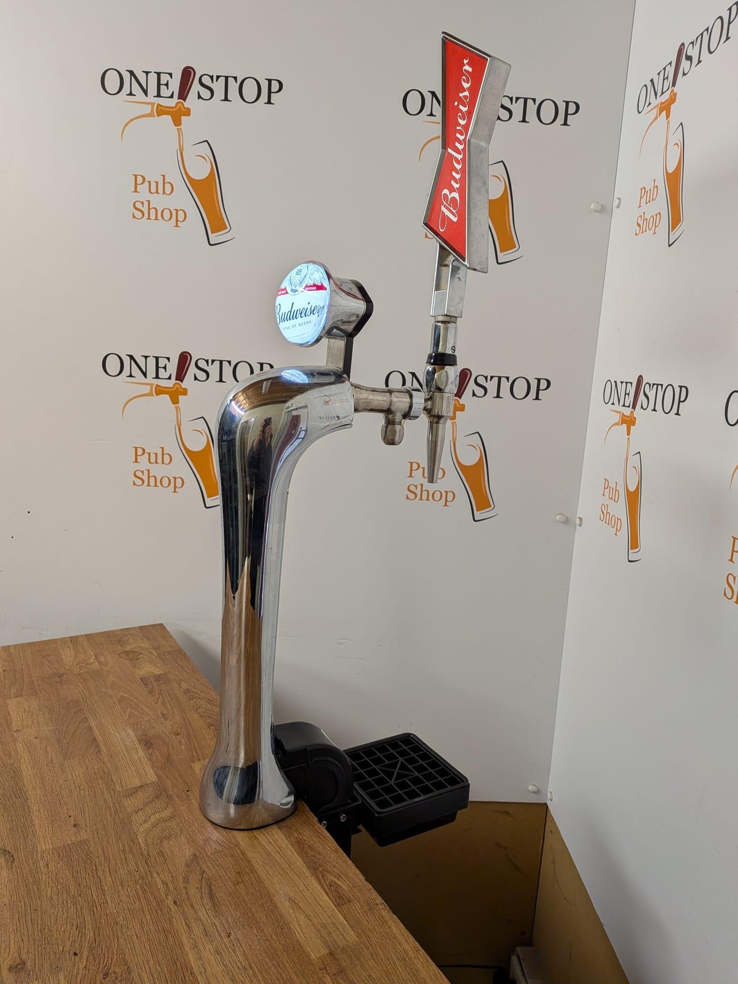 BUDWEISER BEER PUMP CHROME COUNTER MOUNT PUB BEER DISPENSE FONT