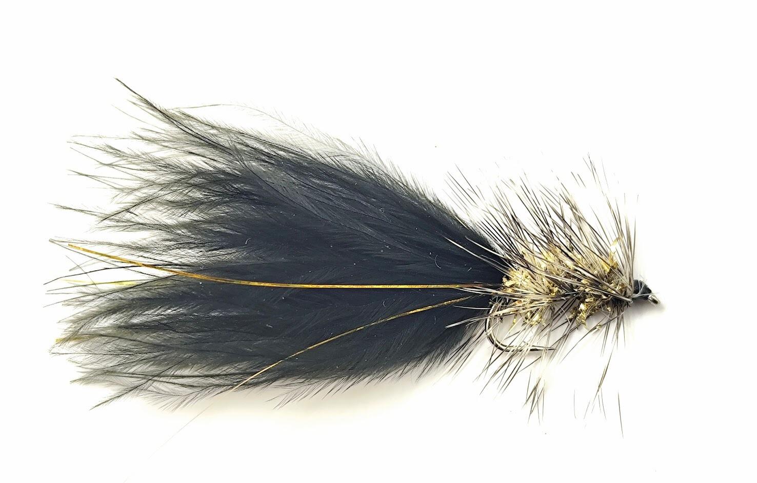 Grizzly Mini Gold & Black Woolly Bugger Trout Streamer Fly Size 10 12 ...