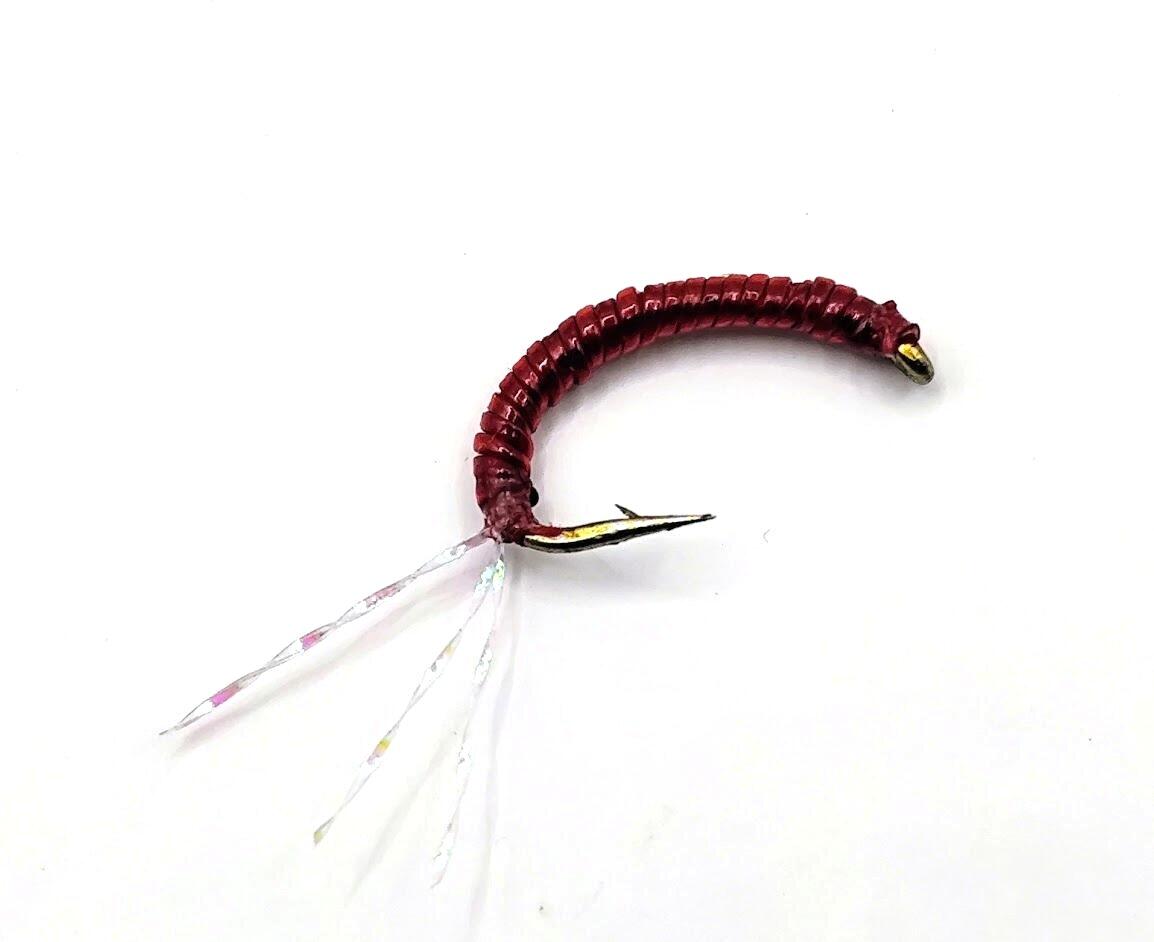 Red Atomic Worm Mini Bloodworm Trout Nymph Buzzer Flies Size 10 12 Fly ...