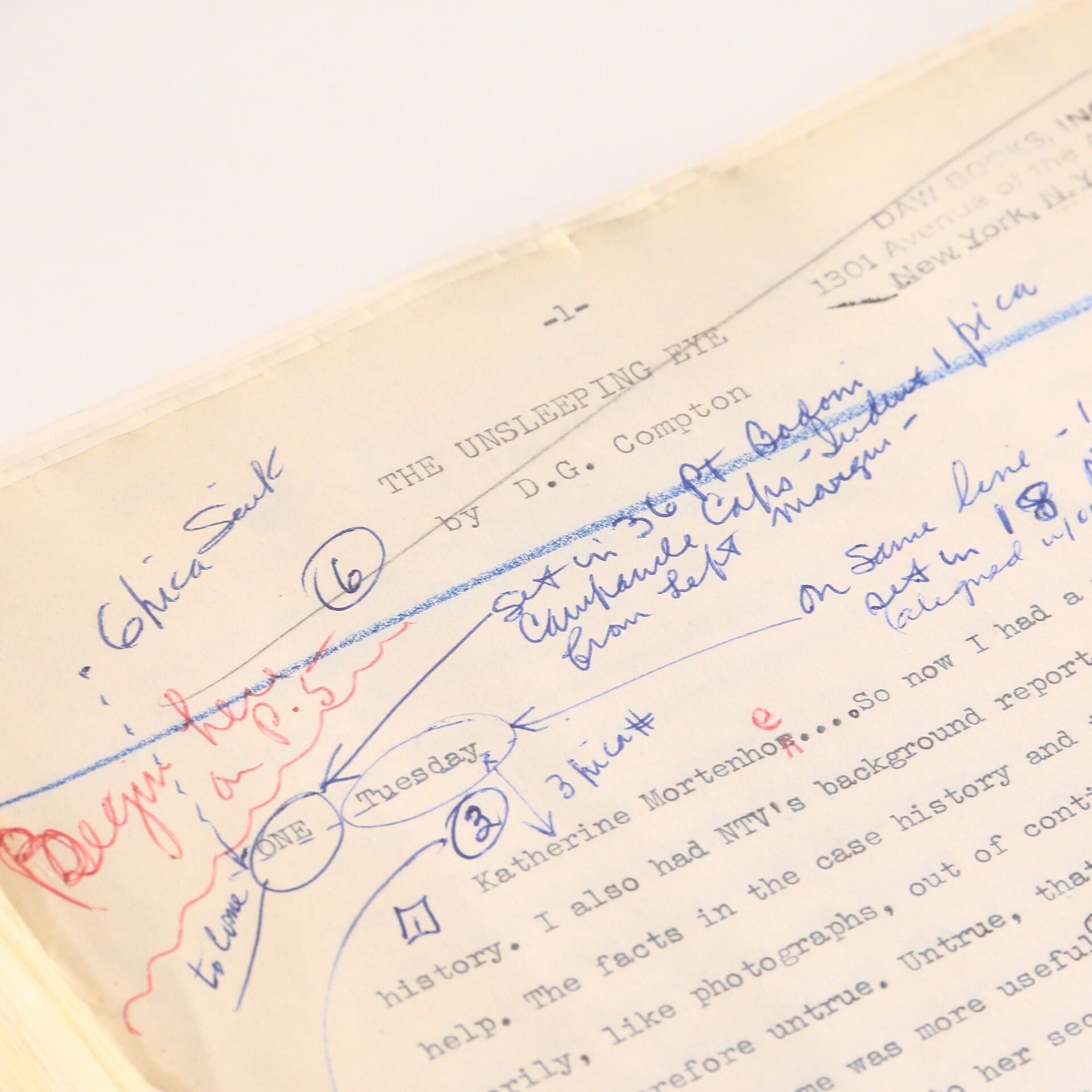 D.G. Compton - The Sleeping Eye - Daw, nd [1974], Manuscript. [13171]