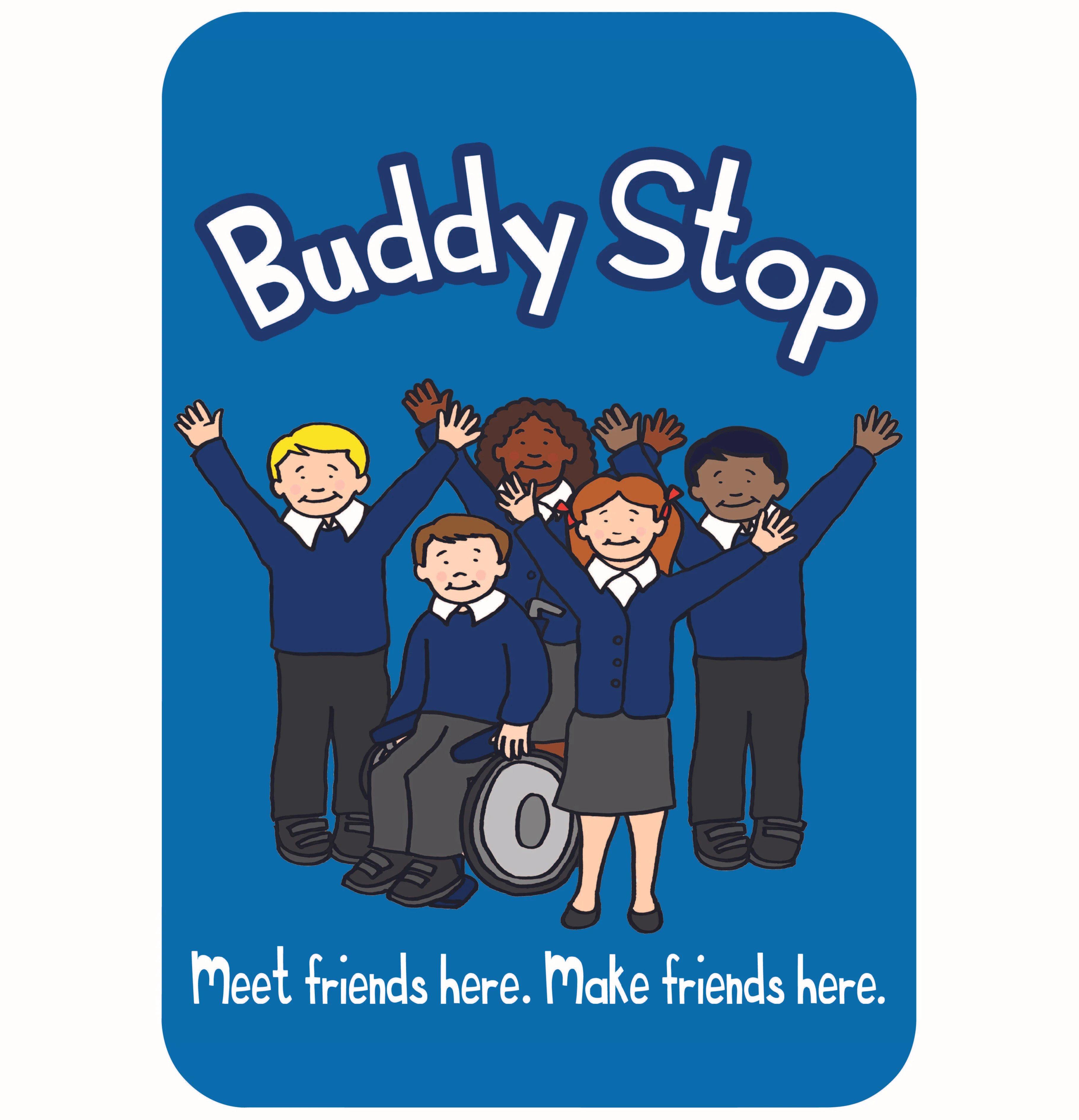 Swing Sign - Buddy Stop with Children in Uniform