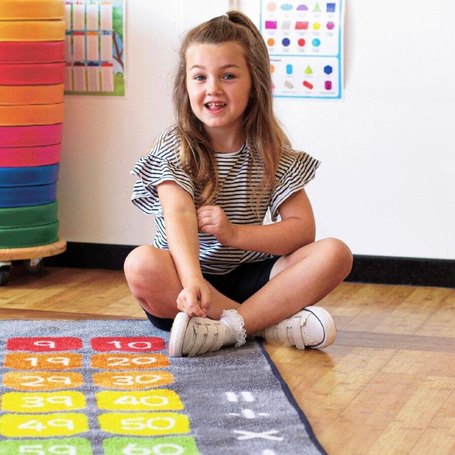 100 Square Counting Grid Carpet