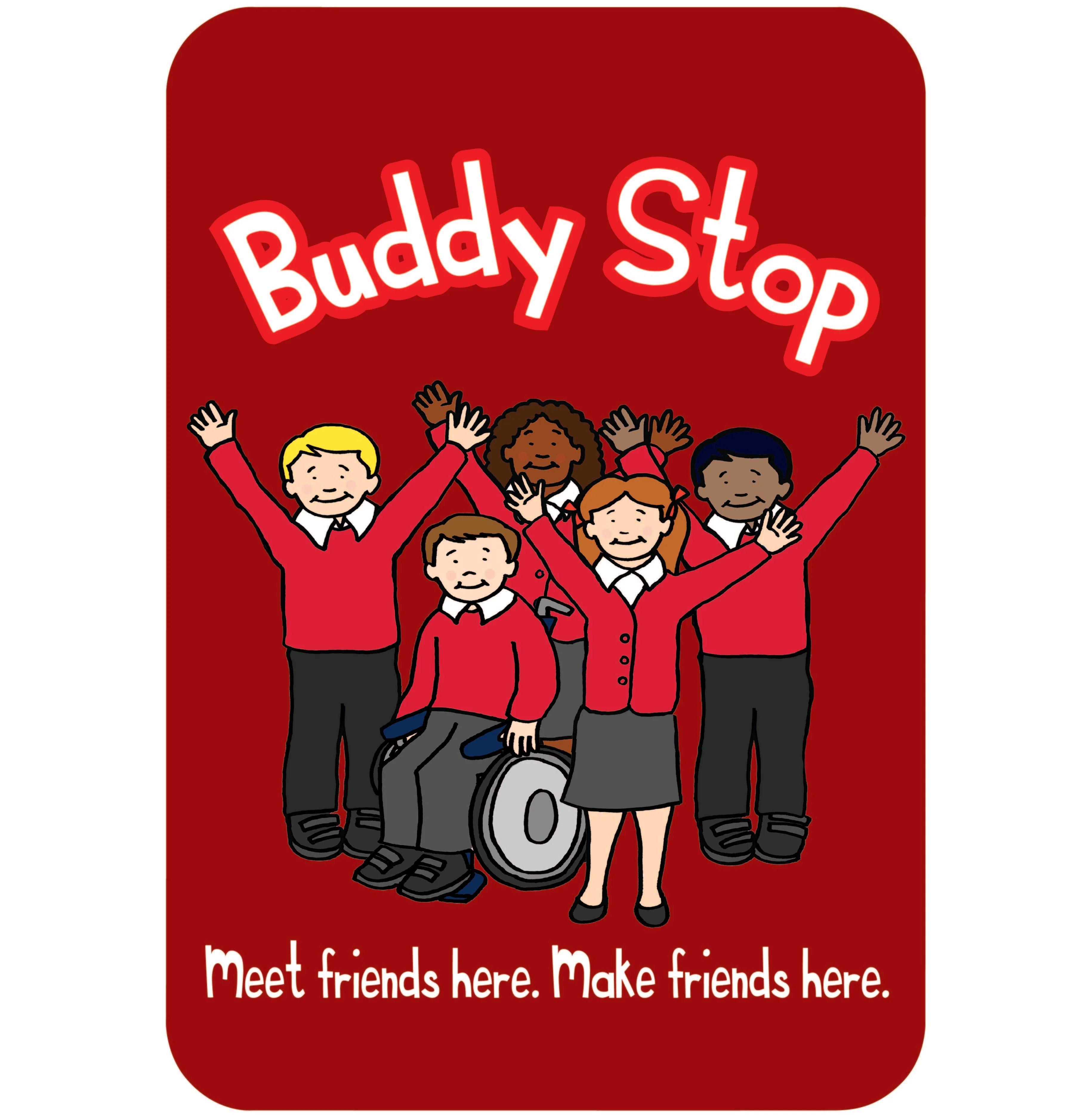 Swing Sign - Buddy Stop with Children in Uniform