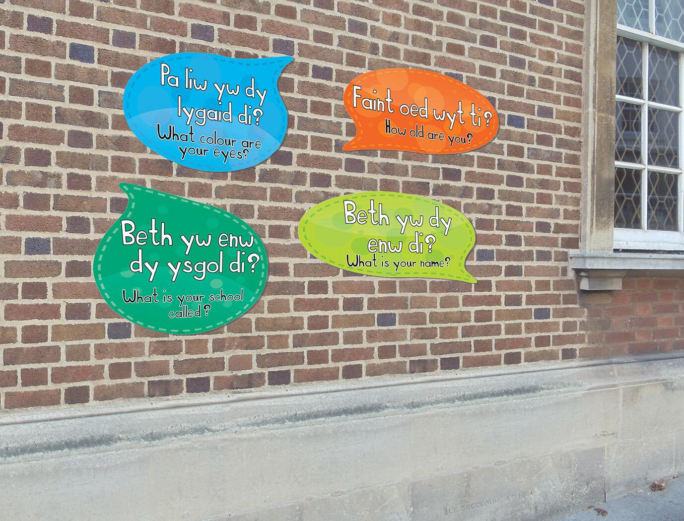 Dual Language - Questions as Welsh 9 Yard Signs - Set 1