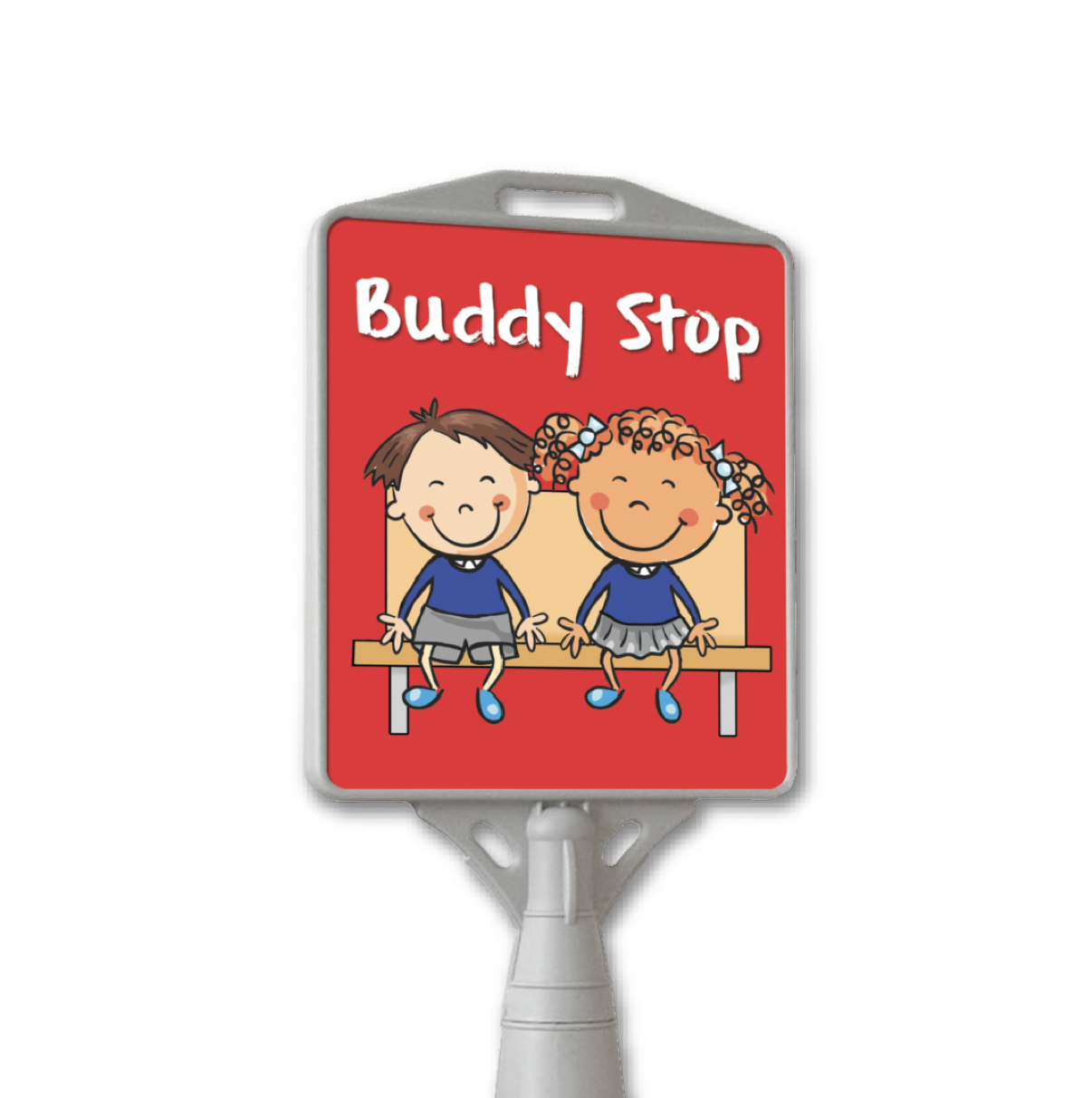 Pillar Sign - Kids on Bench