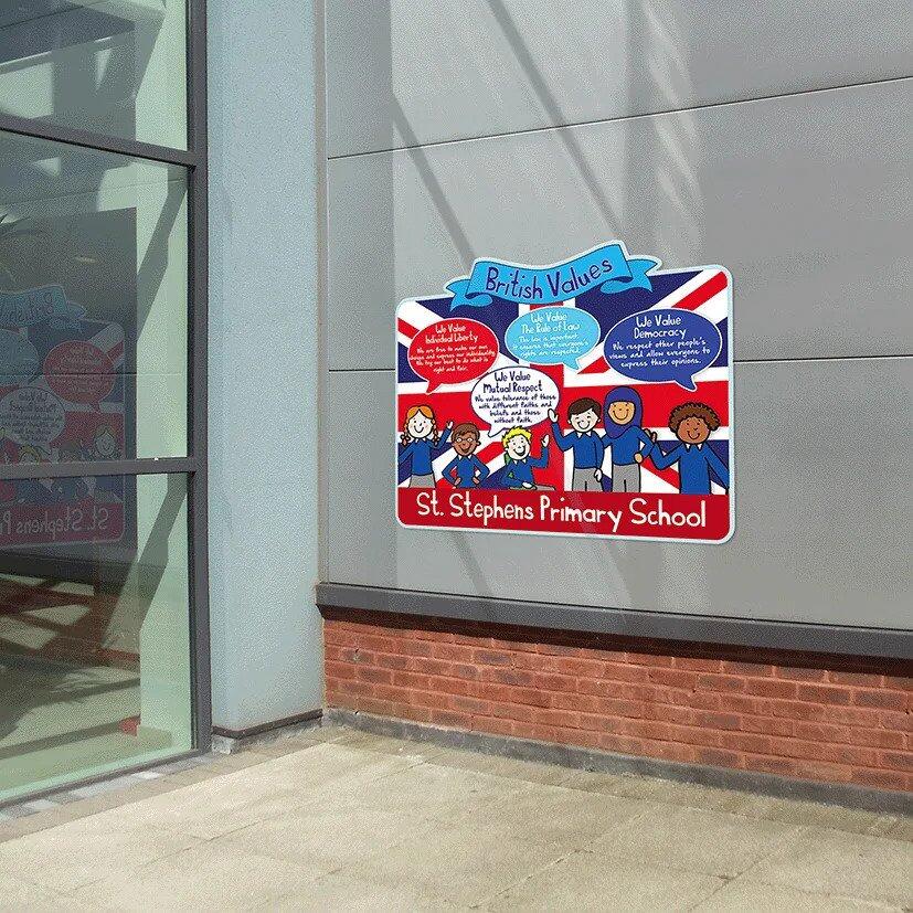 Our Four British Values Welcome Sign