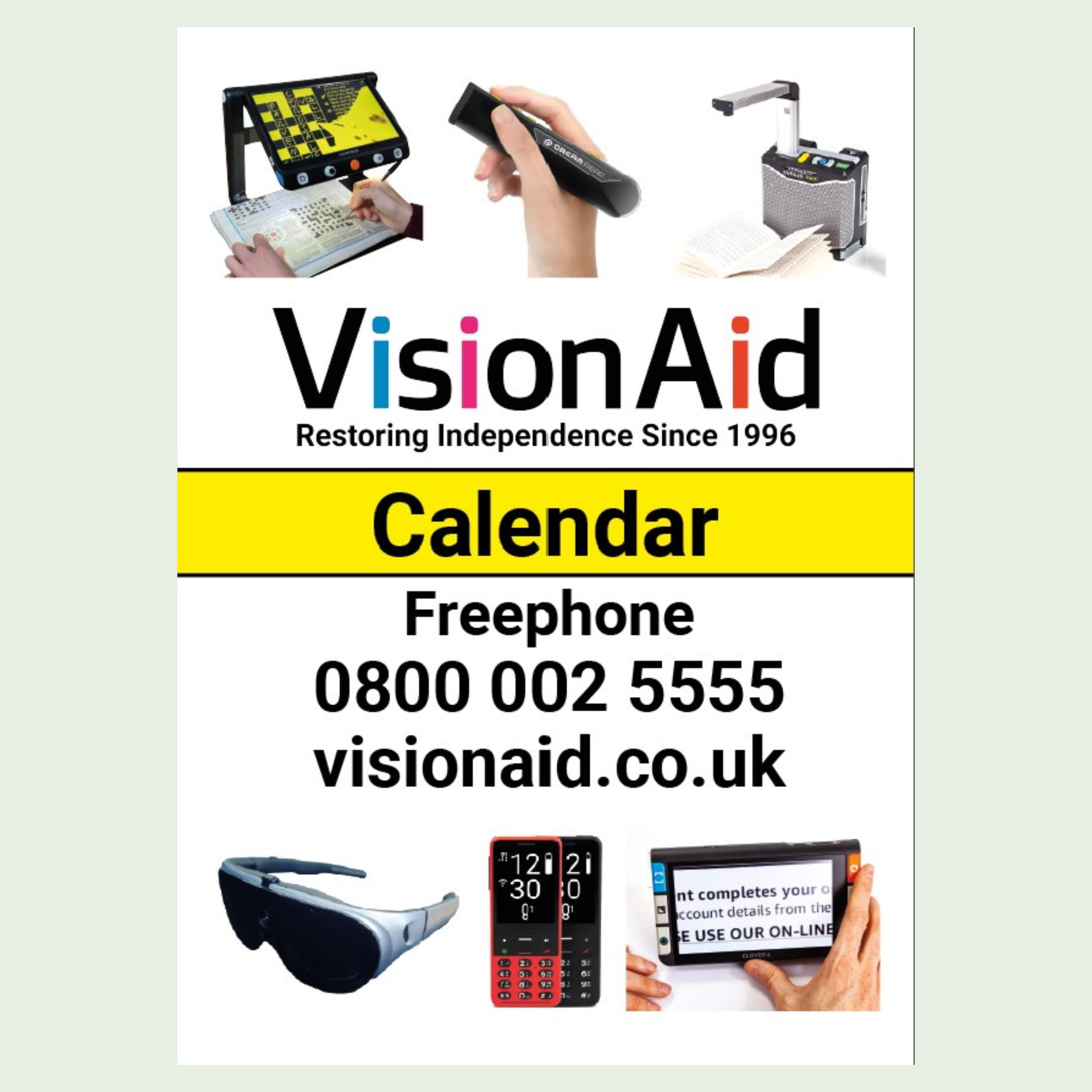 VisionAid 2026 A3 Portrait Large Print Calendar | VisionAid