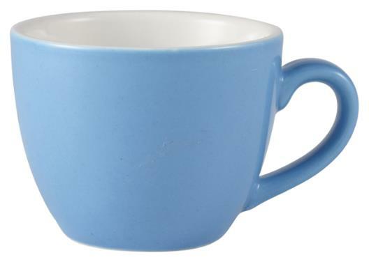 Genware Porcelain Blue Bowl Shaped Cup 9cl/3oz (Pack of 6)