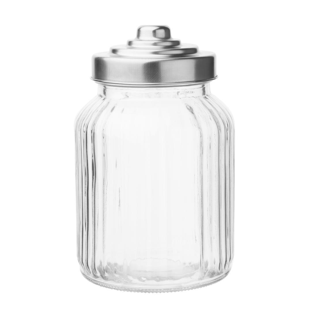 Olympia Ribbed Glass Storage Jar 900ml (Pack of 6)