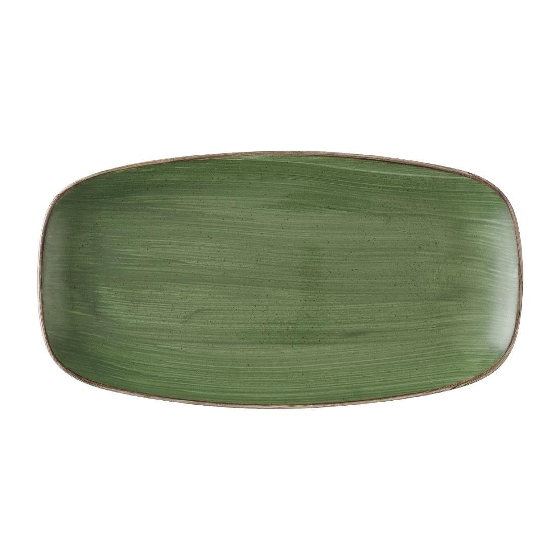 Churchill Stonecast Sorrel Green Chefs Oblong Plates 279 x 152mm (Pack ...