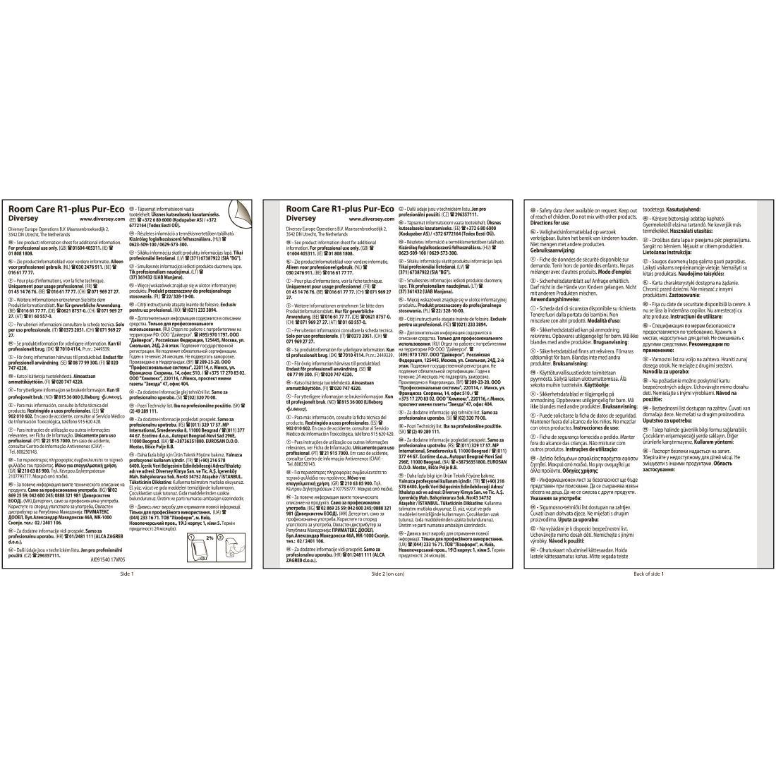 Room Care R1-plus Pur-Eco Toilet Cleaner Concentrate 1.5Ltr (2 Pack)