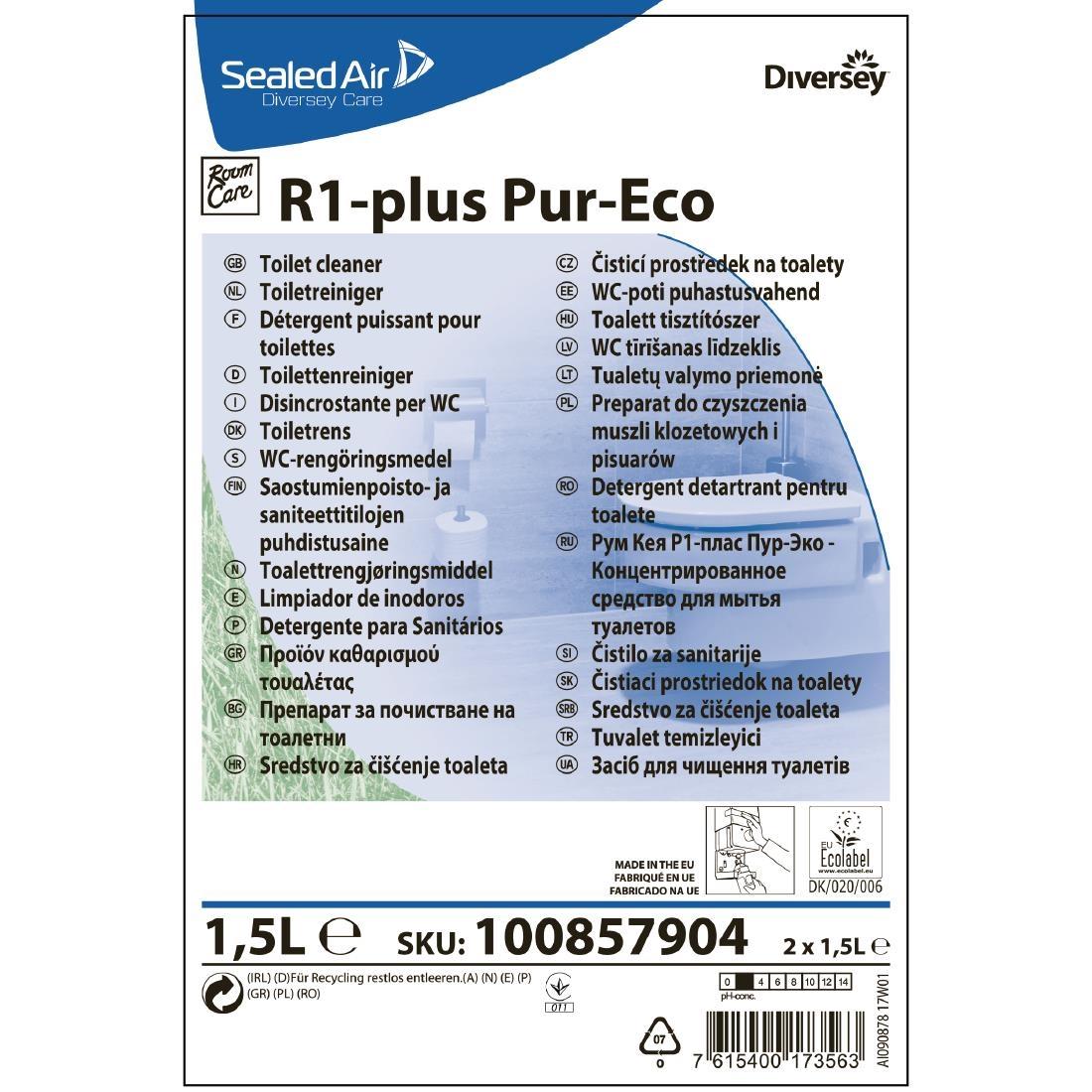 Room Care R1-plus Pur-Eco Toilet Cleaner Concentrate 1.5Ltr (2 Pack)
