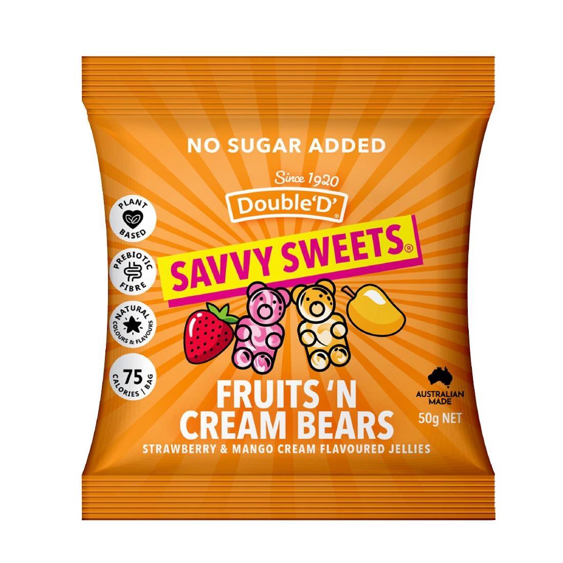 Savvy Sweets Fruits & Cream Bears 50g (12 Pack) - KA613 | Go for Green ...