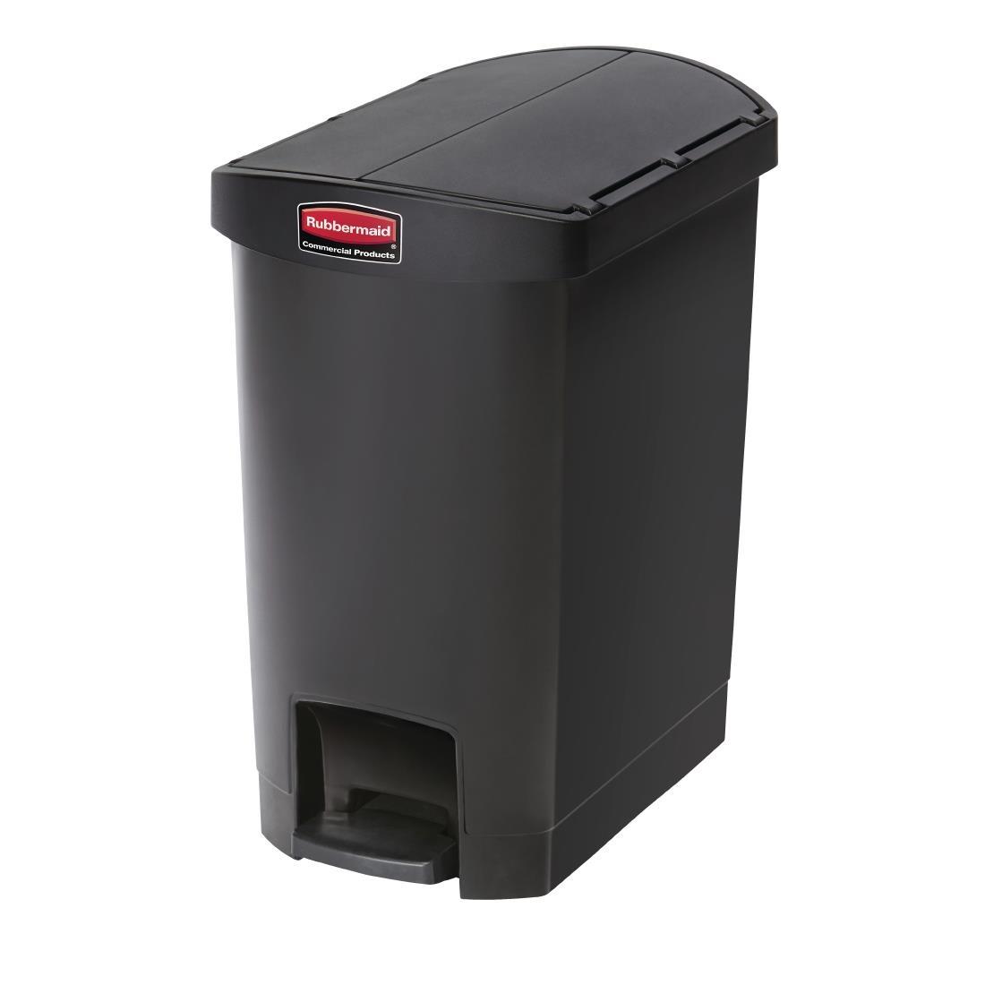 GL025 - Rubbermaid Slim Jim End Step on Pedal Bin Black 30Ltr - GL025