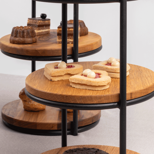 Bonzer Walnut Afternoon Tea Stand - Black S/S 22 x 24 x H 55 cm | Go for Green