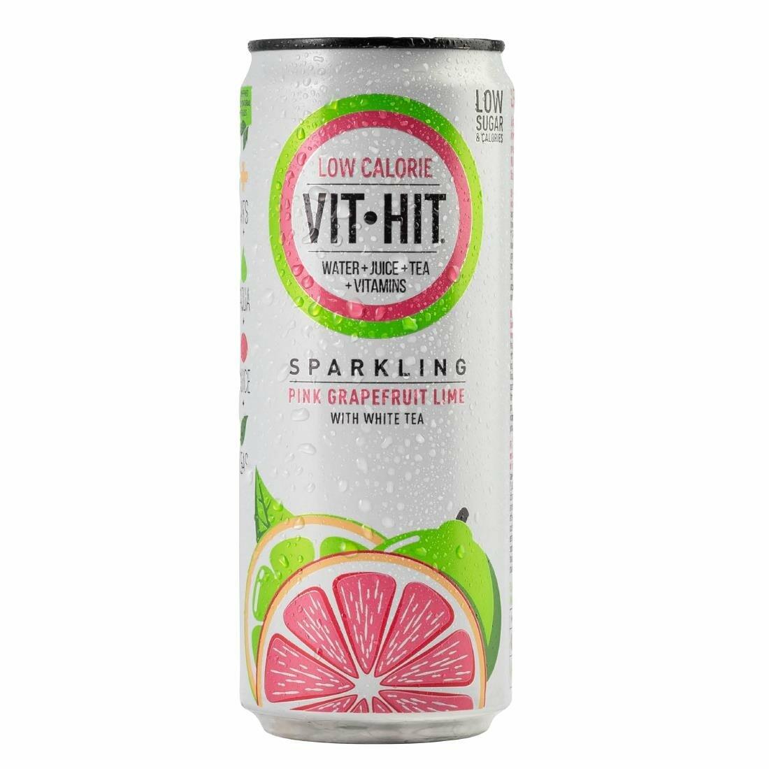 VITHIT Sparkling Pink Grapefruit & Lime Vitamin Water 330ml (Pack of 12 ...