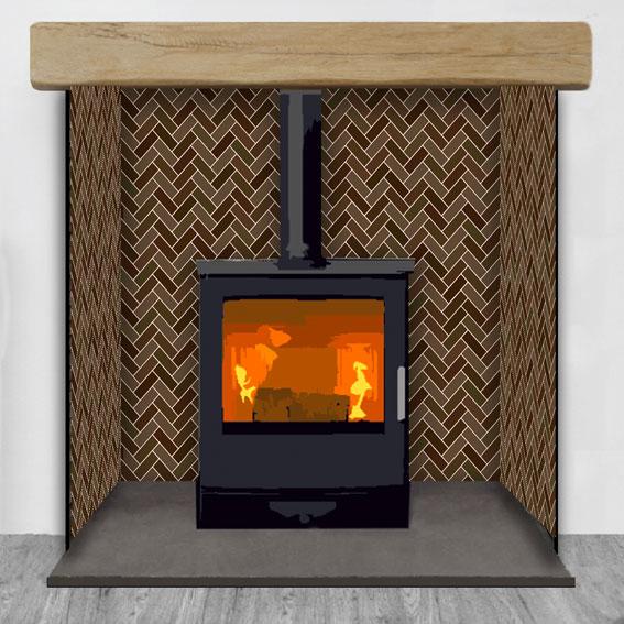 Herringbone Brown Fire Chamber