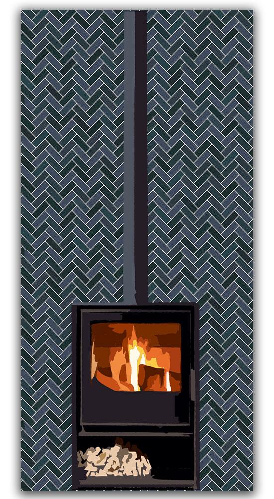 Herringbone Blue Heatshield