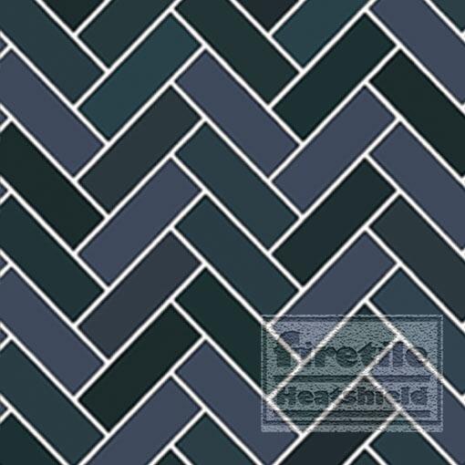 Herringbone Blue Kitchen Splashback