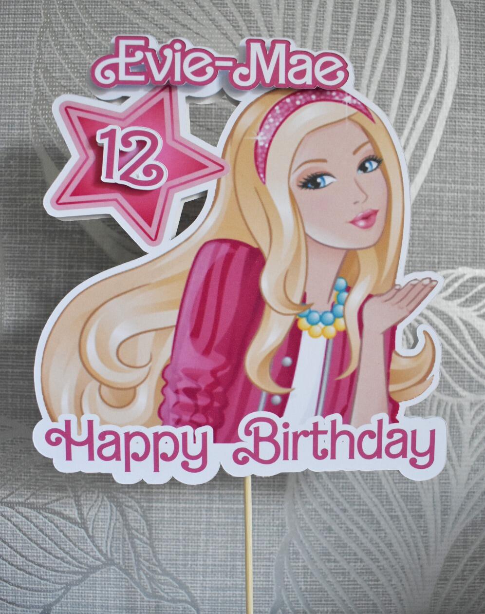 Personalised Barbie Theme Birthday Cake Topper