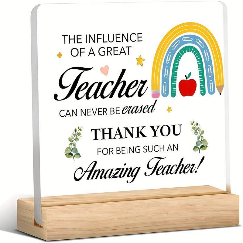 Thank You Teacher Rainbow Plaque