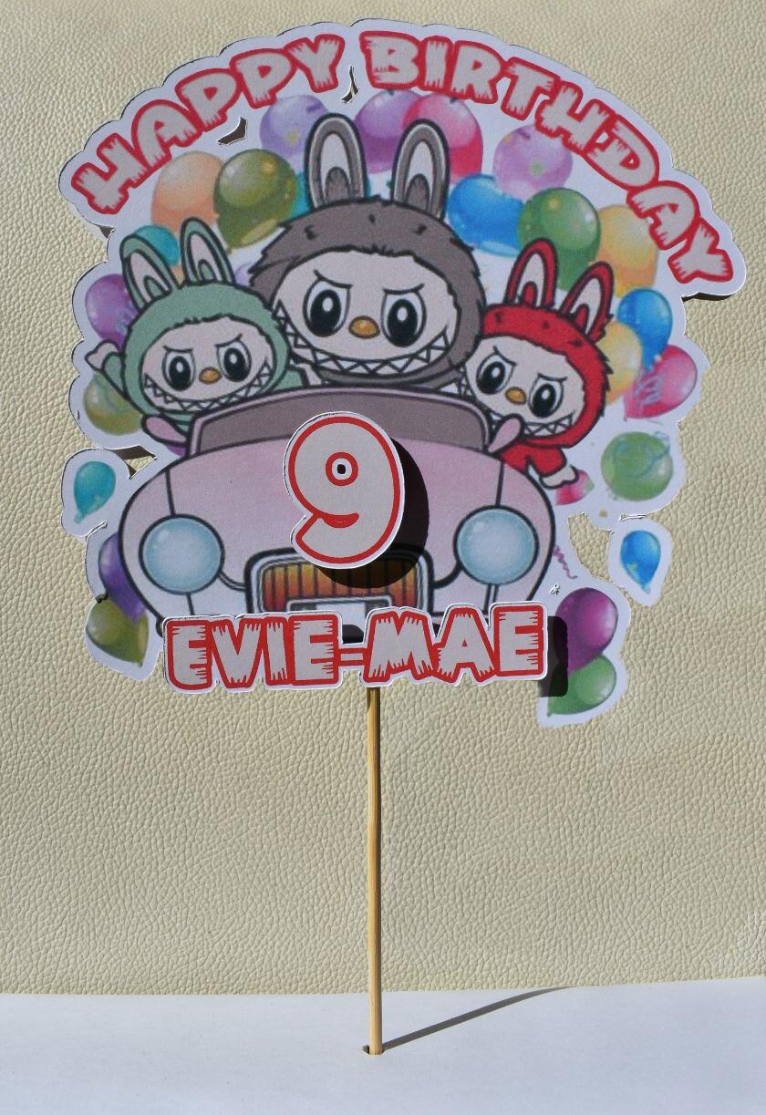 Personalised Labubu Theme Birthday Cake Topper