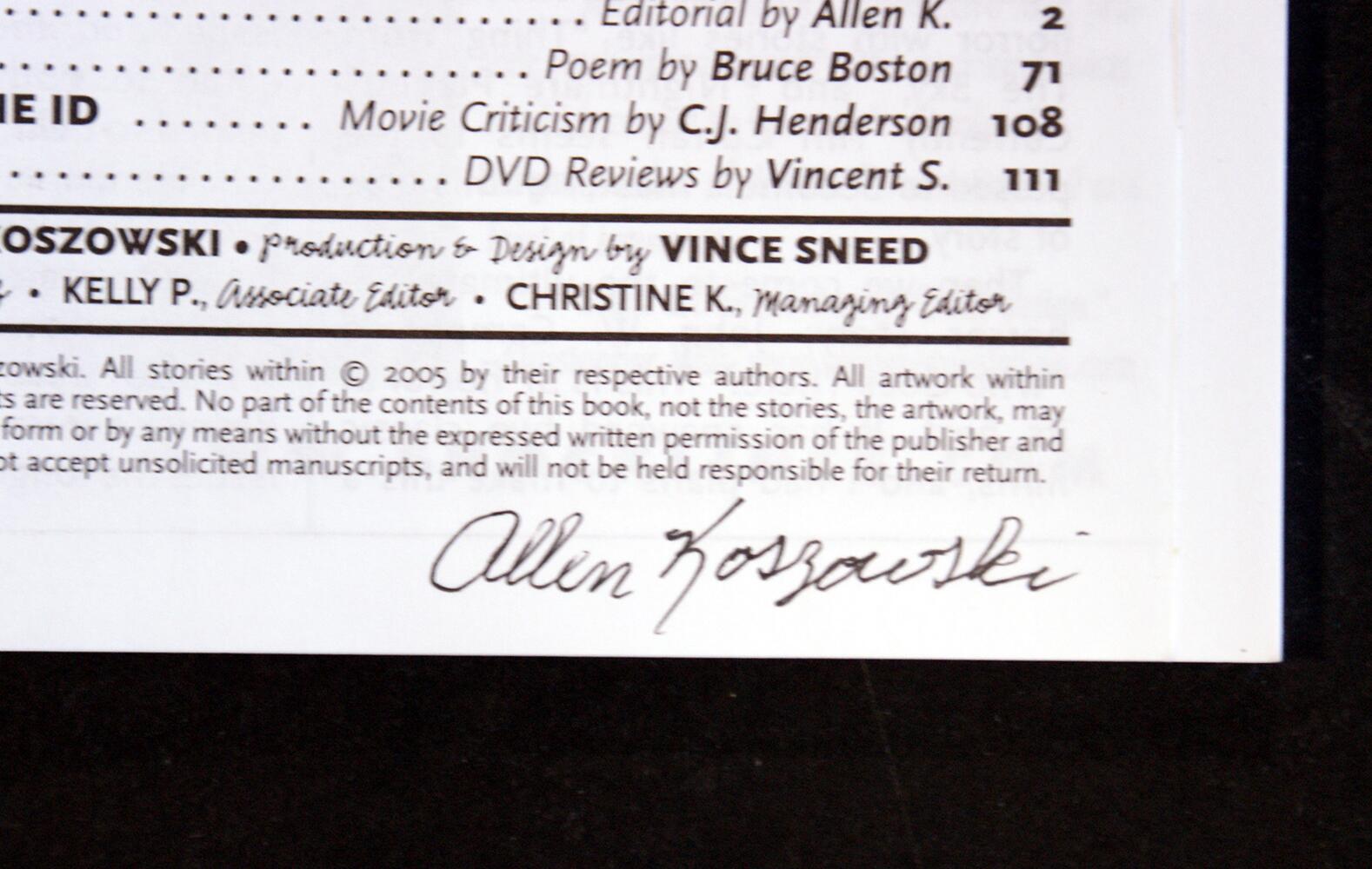 Allen K's Inhuman Magazine #3 (Signed) by Allen Koszowski, Melanie Tem ...