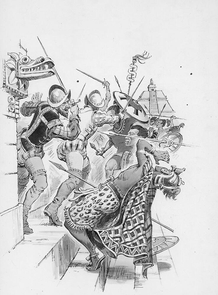 Conquest of Mexico art by Barrie Linklater