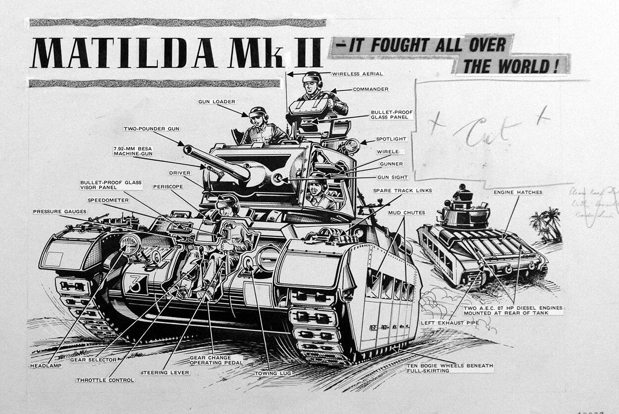 Matilda Mk II Tank art by Peter Sarson