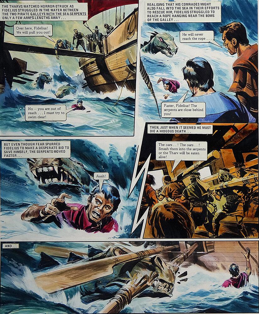 Viscious Sea Serpents from 'The Tharvs' (TWO pages) art by Gerry Wood ...