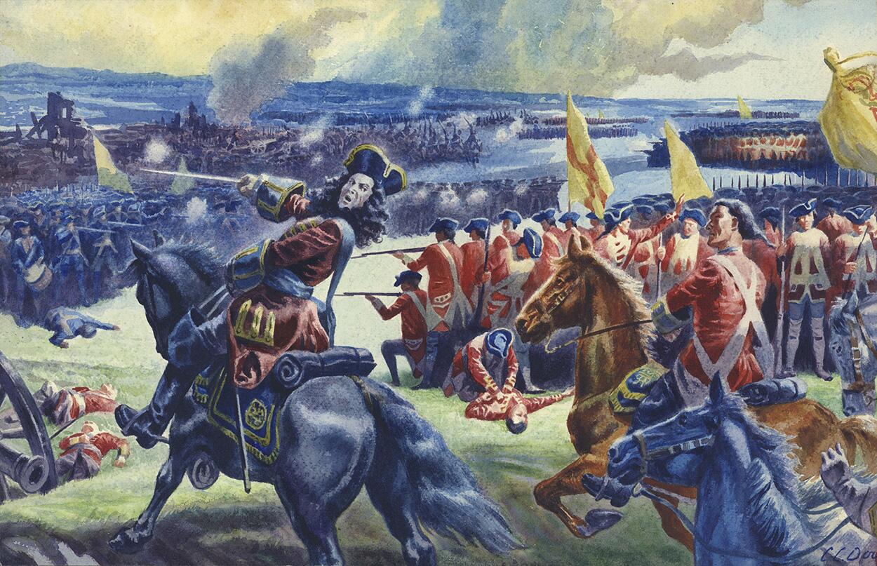 King George II in Battle art by Cecil Doughty (Signed)