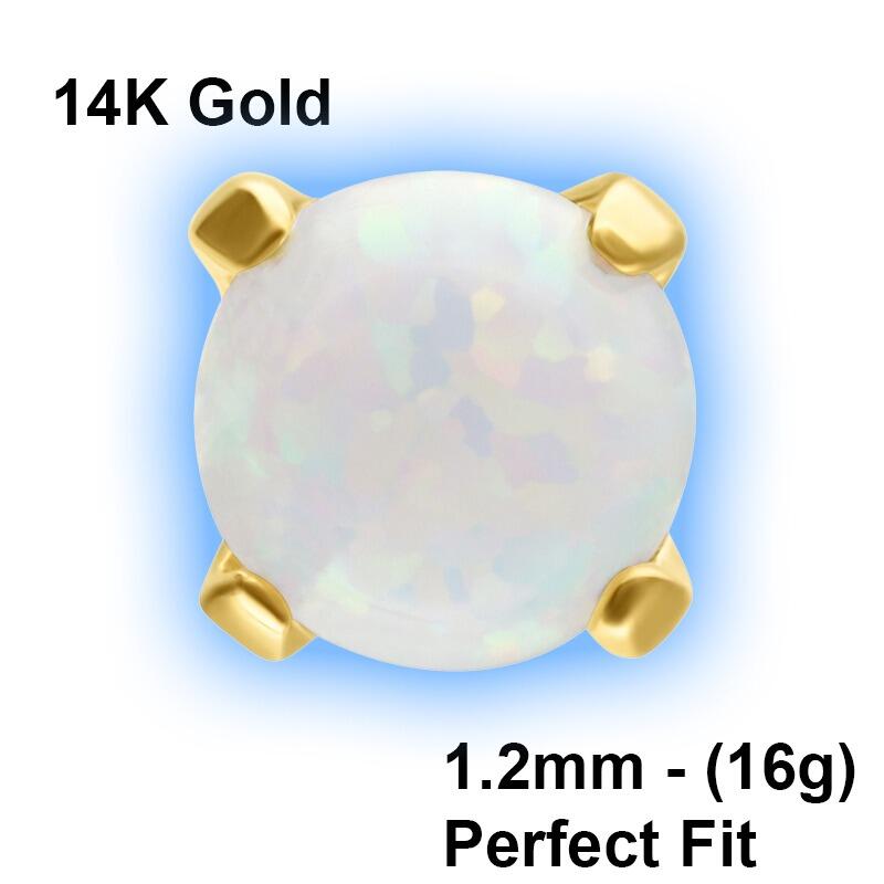 1.2mm (16g) 14K Gold Internally Threaded Attachment Perfect Fit ...