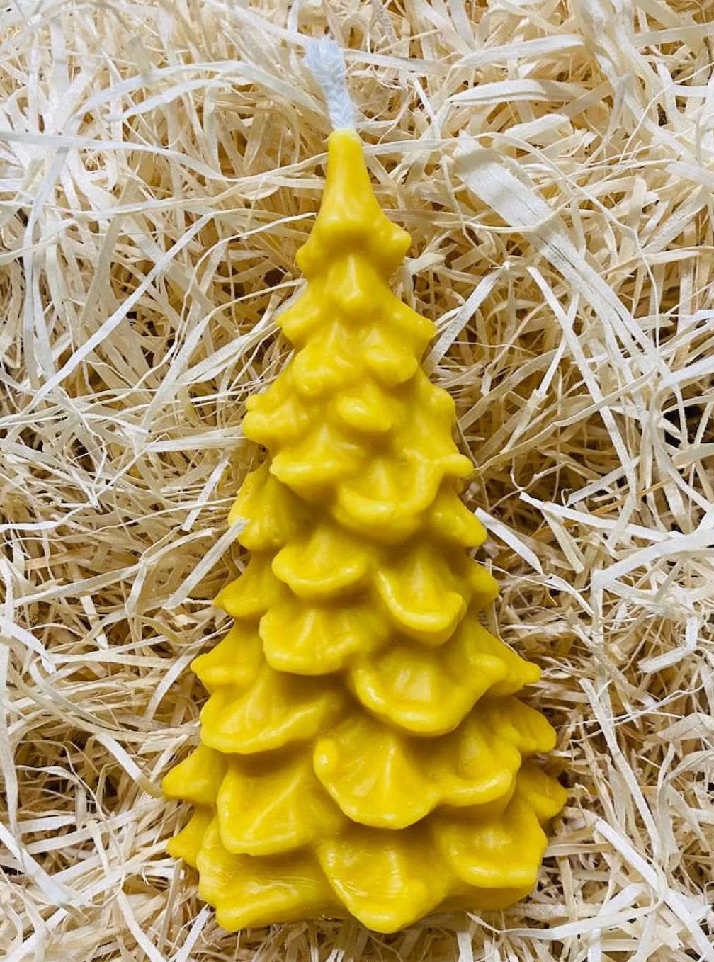 Tree shaped beeswax candle