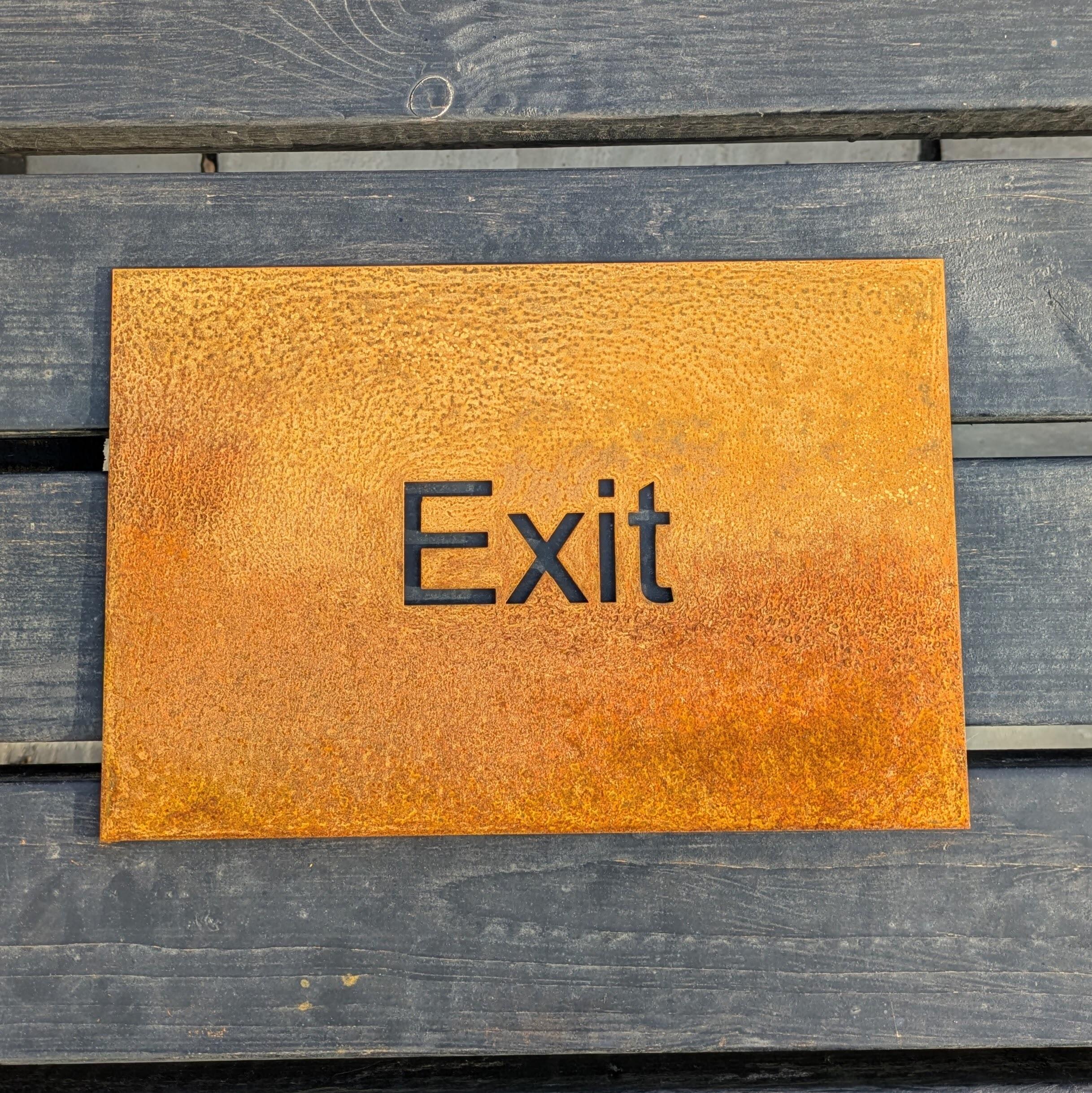 Rustic Corten Steel Rectangle Entry & Exit Signs - A4 Size 210mm x ...