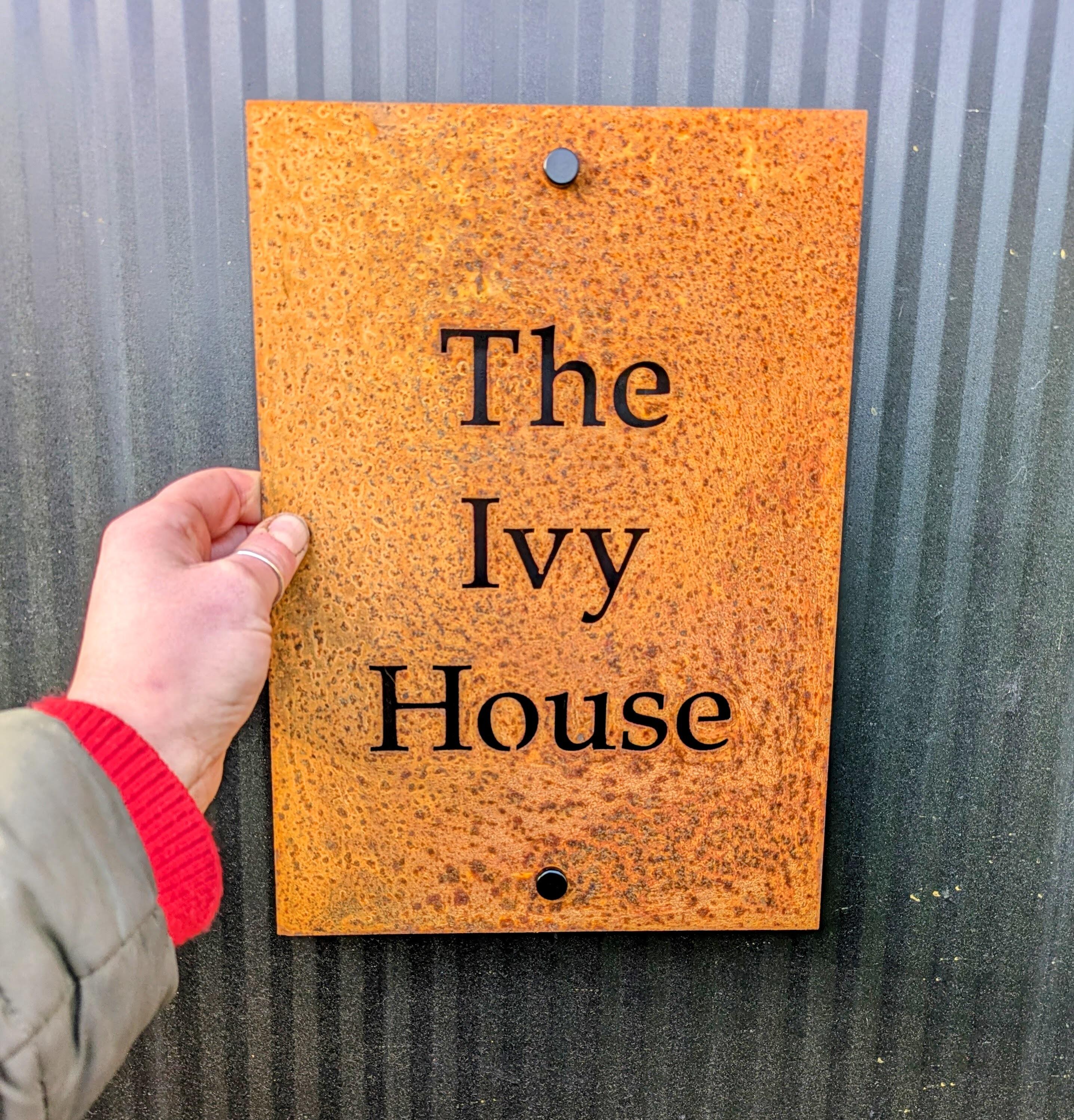 A4 Size Corten Steel House Sign - Portrait Centre Alignment | Rees ...