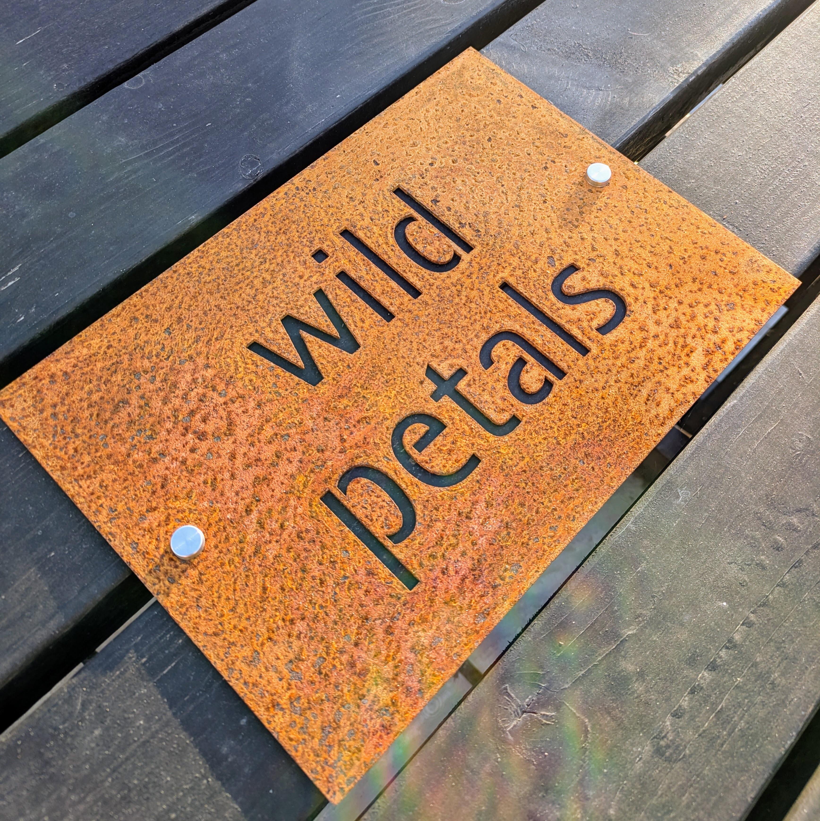 A4 Size Custom Corten Steel House Sign - Landscape Centre Alignment ...