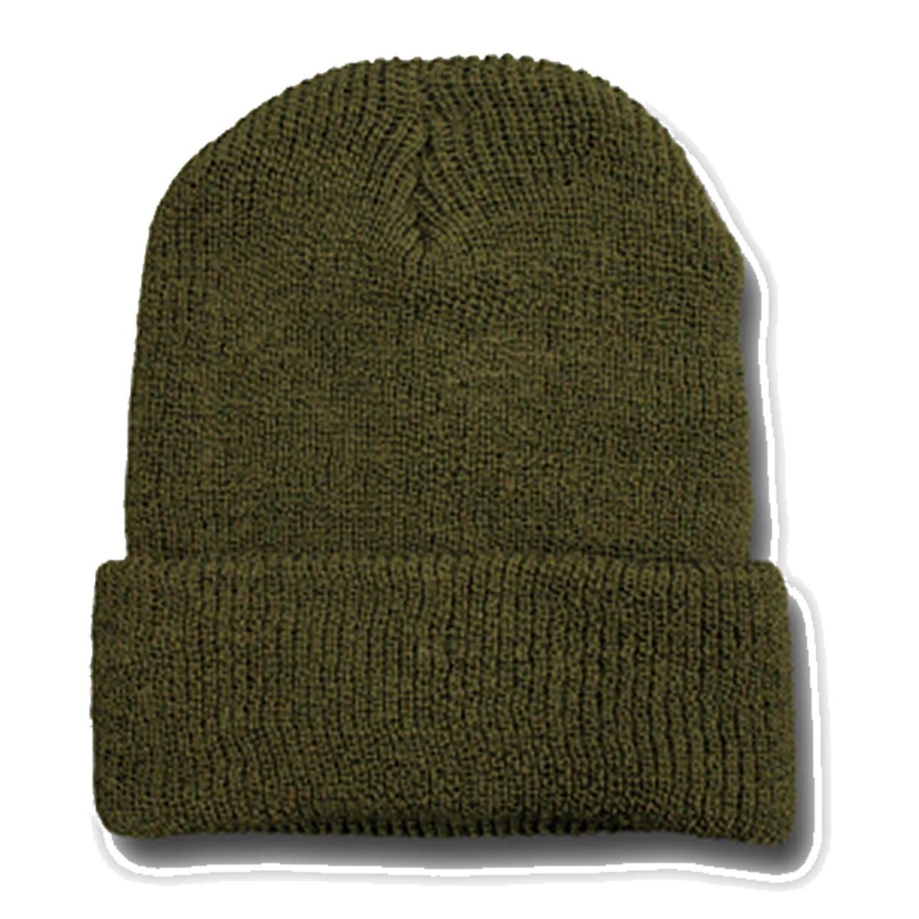 US Army Watch Cap 100% Wool Knitted Green Beanie hat