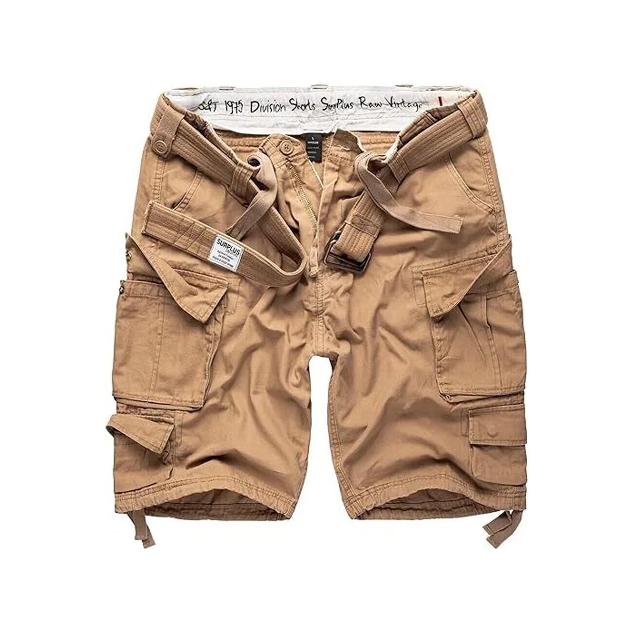 SURPLUS DIVISION SHORTS Mens Army Style Cargo Combat Heavy Duty With Belt