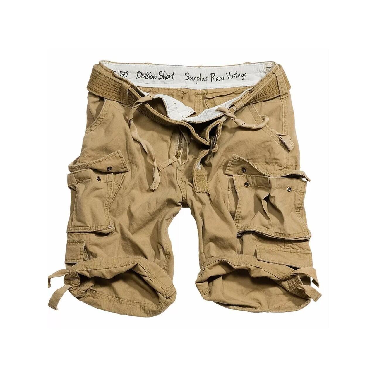 SURPLUS DIVISION SHORTS Mens Army Style Cargo Combat Heavy Duty With Belt