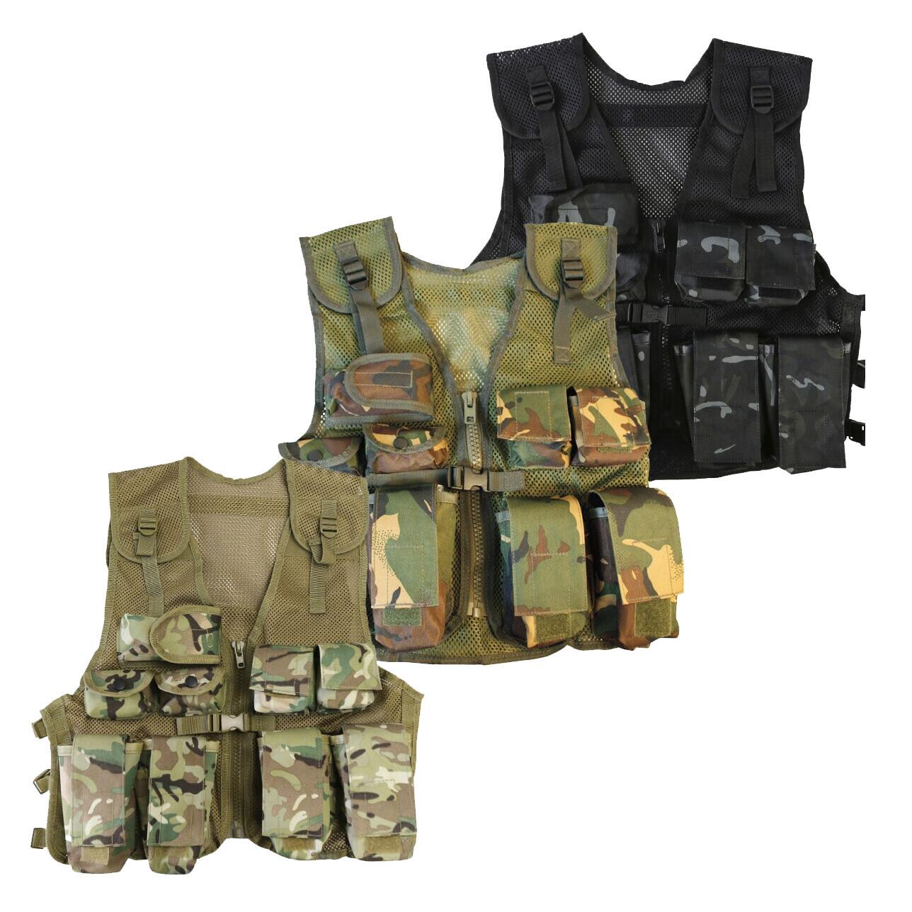 Childrens Army Camouflage Assault Vest 3 Colours Age 3 to 16