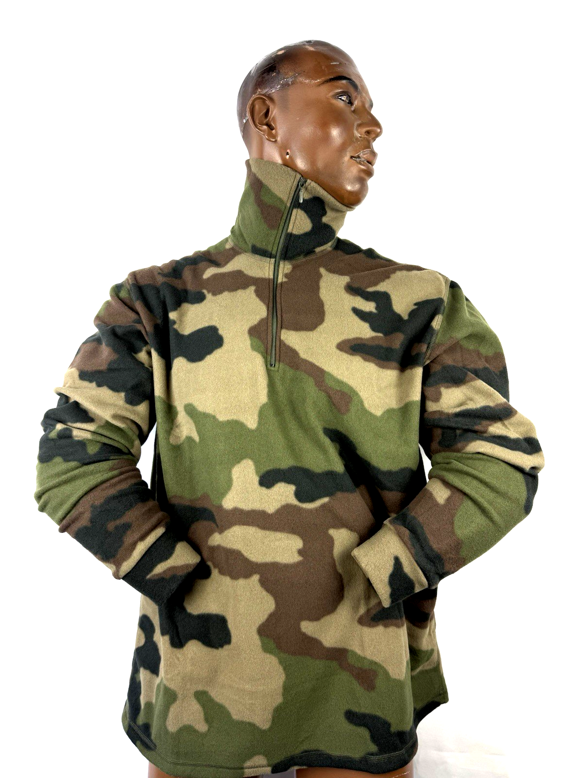 Genuine French Army CCE Fleece Thermal Zip Top Woodland Camo Field ...