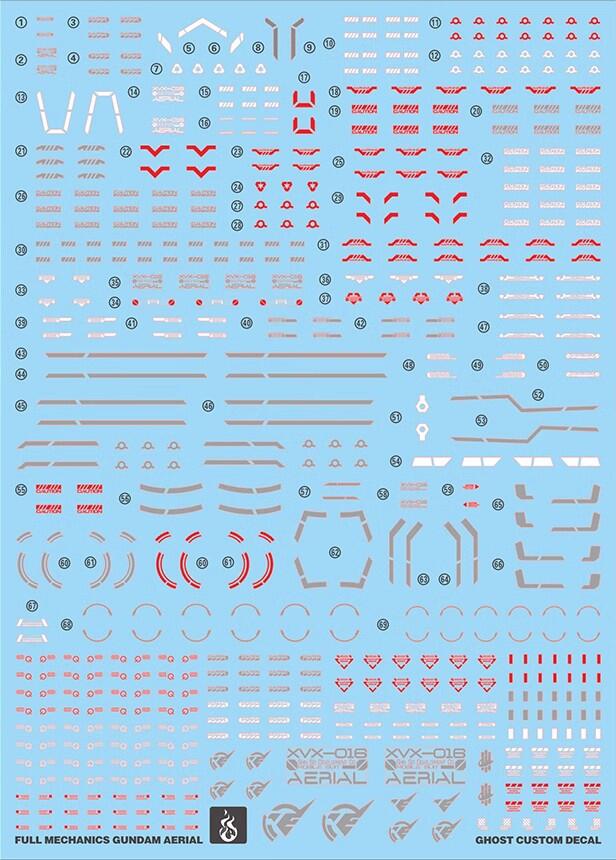 Flame Decal - FM 1/100 Gundam Aerial (Fluorescence)